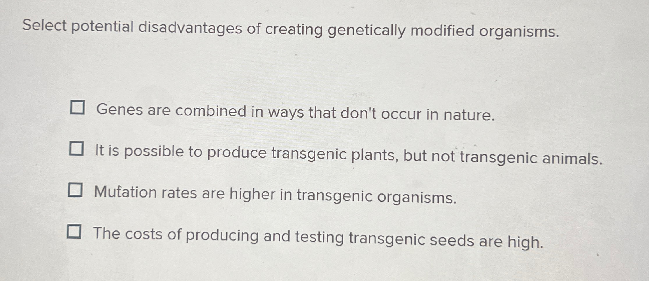 Solved Select potential disadvantages of creating | Chegg.com
