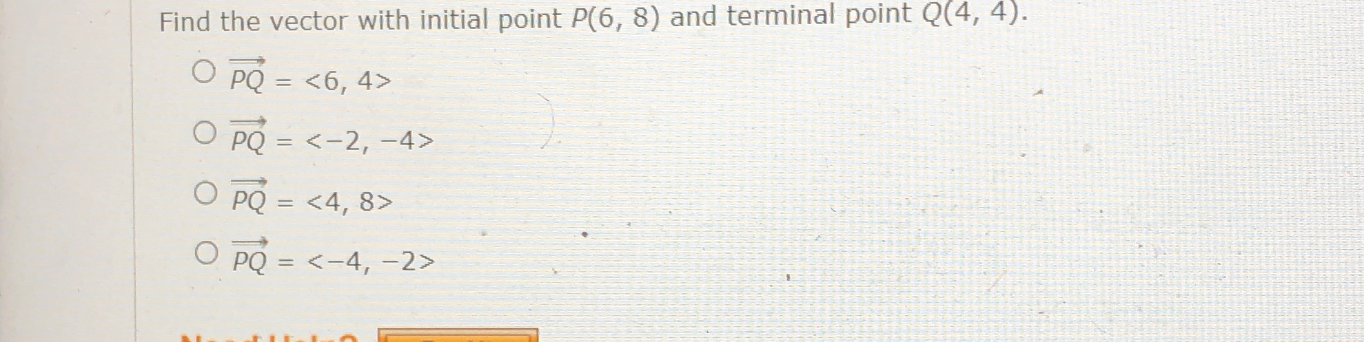 Solved Find the vector with initial point P(6,8) ﻿and | Chegg.com