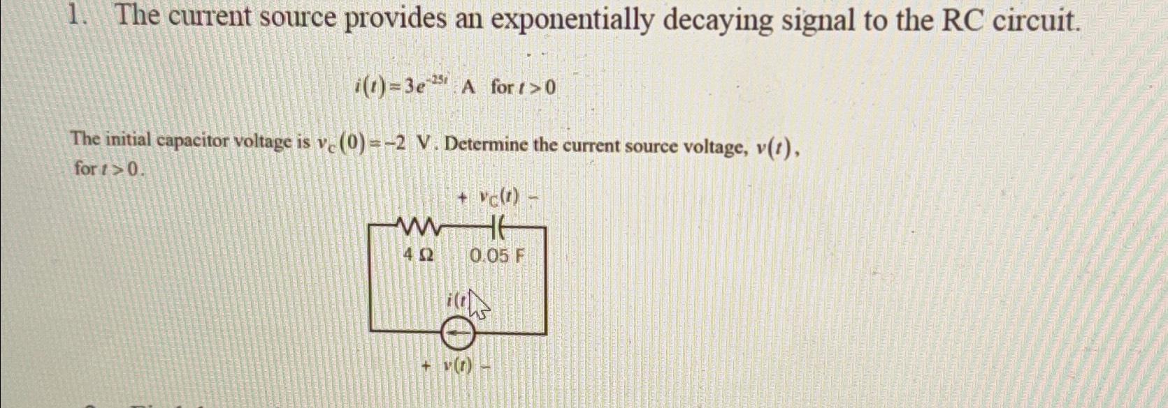 Solved The current source provides an exponentially decaying | Chegg.com