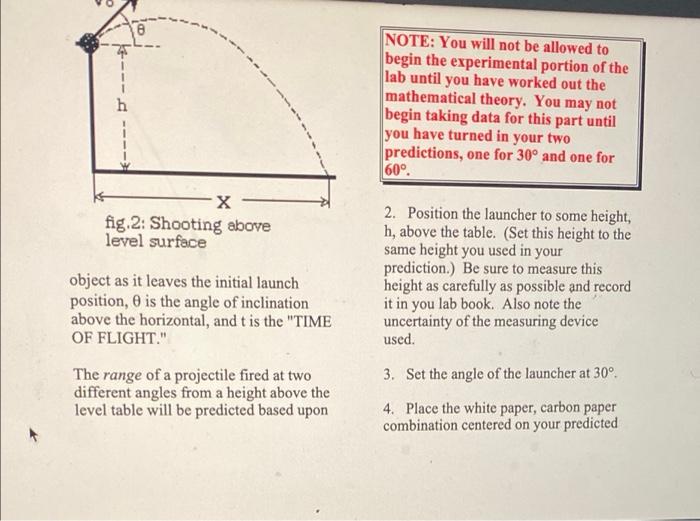 Lab No. 4: Projectile Motion from an Elevated | Chegg.com