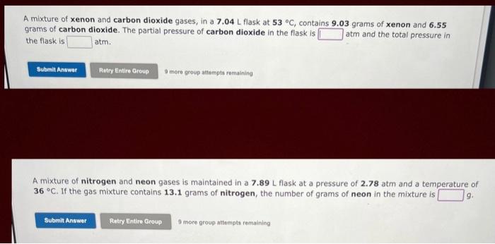 Solved A mixture of xenon and carbon dioxide gases, in a | Chegg.com