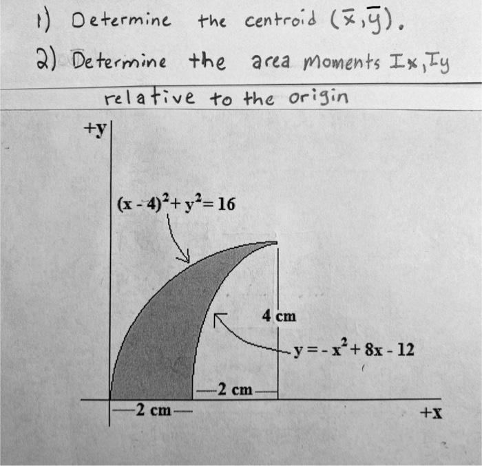 Solved 1) Determine the centroid (xˉ,yˉ). 2) Determine the | Chegg.com