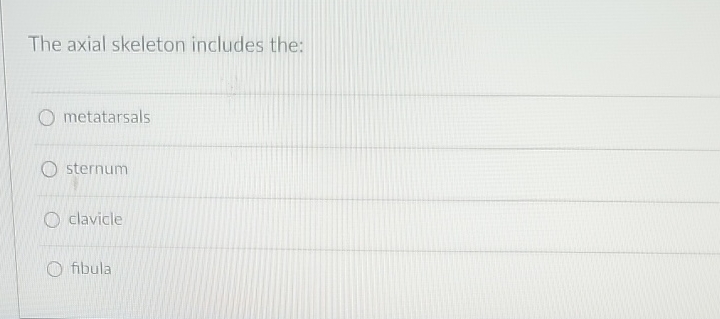 Solved The axial skeleton includes | Chegg.com