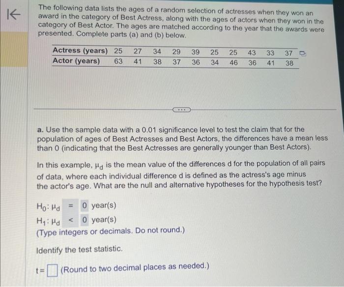 Solved The following data lists the ages of a random | Chegg.com