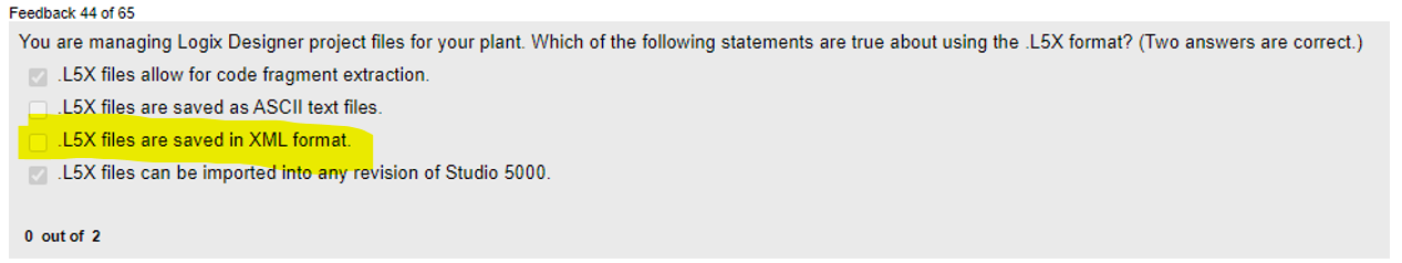 Solved Feedback 44 ﻿of 65You are managing Logix Designer | Chegg.com
