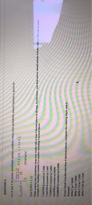 Solved QUESTION 3 Let X and Y be jointly distributed random | Chegg.com