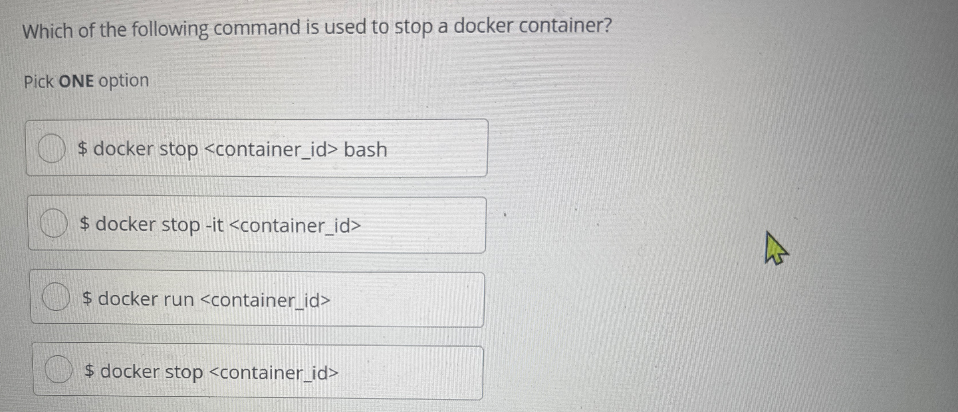 Solved Which of the following command is used to stop a | Chegg.com
