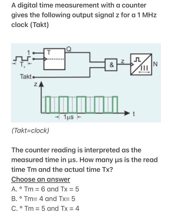 Solved A digital time measurement with a counter gives the | Chegg.com