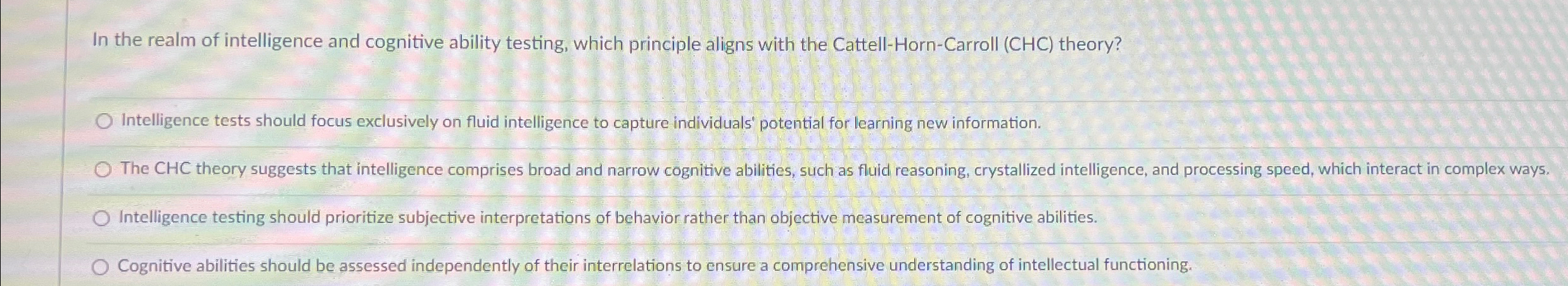 Solved In the realm of intelligence and cognitive ability | Chegg.com