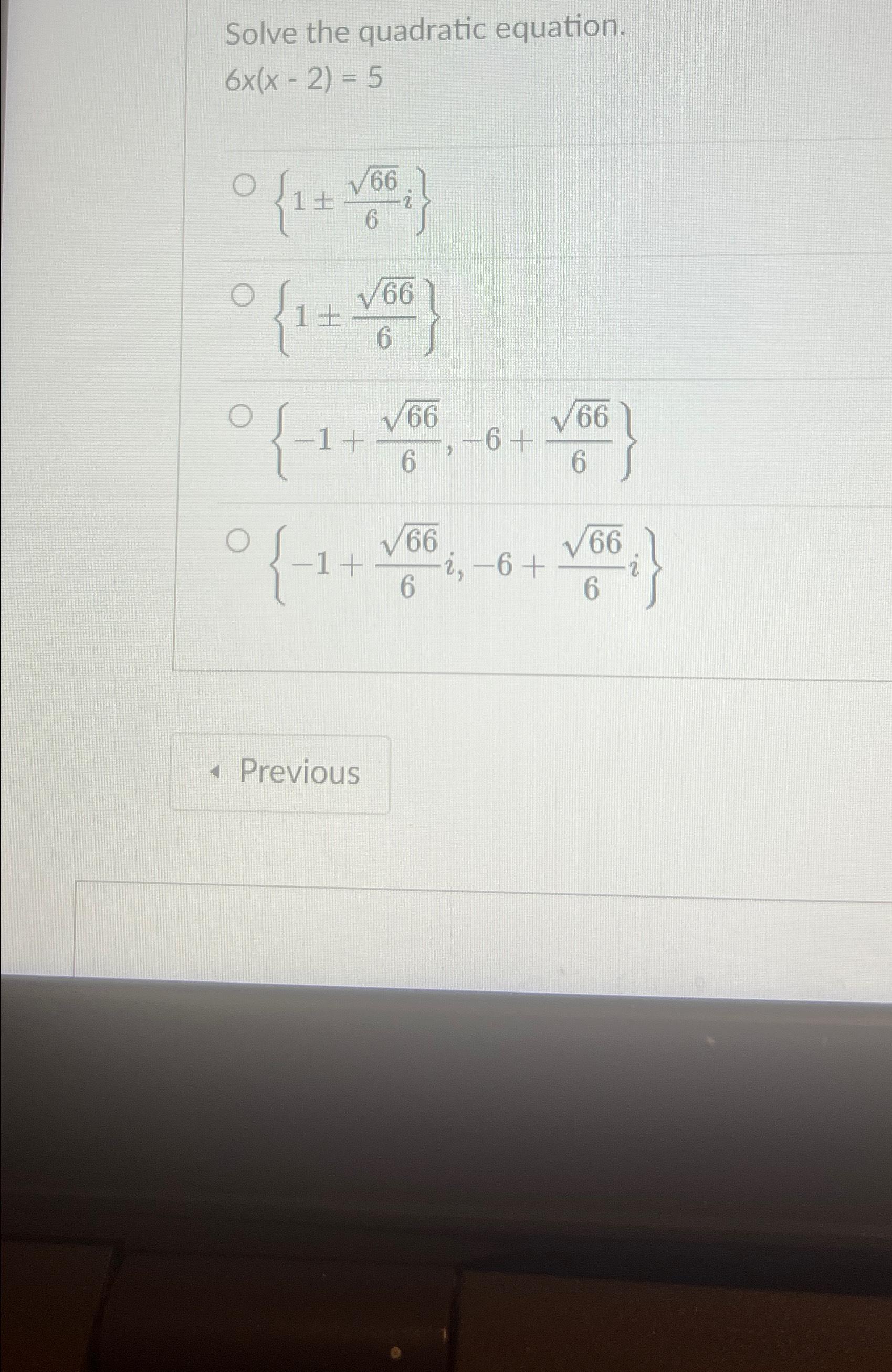 Solved Solve the quadratic | Chegg.com