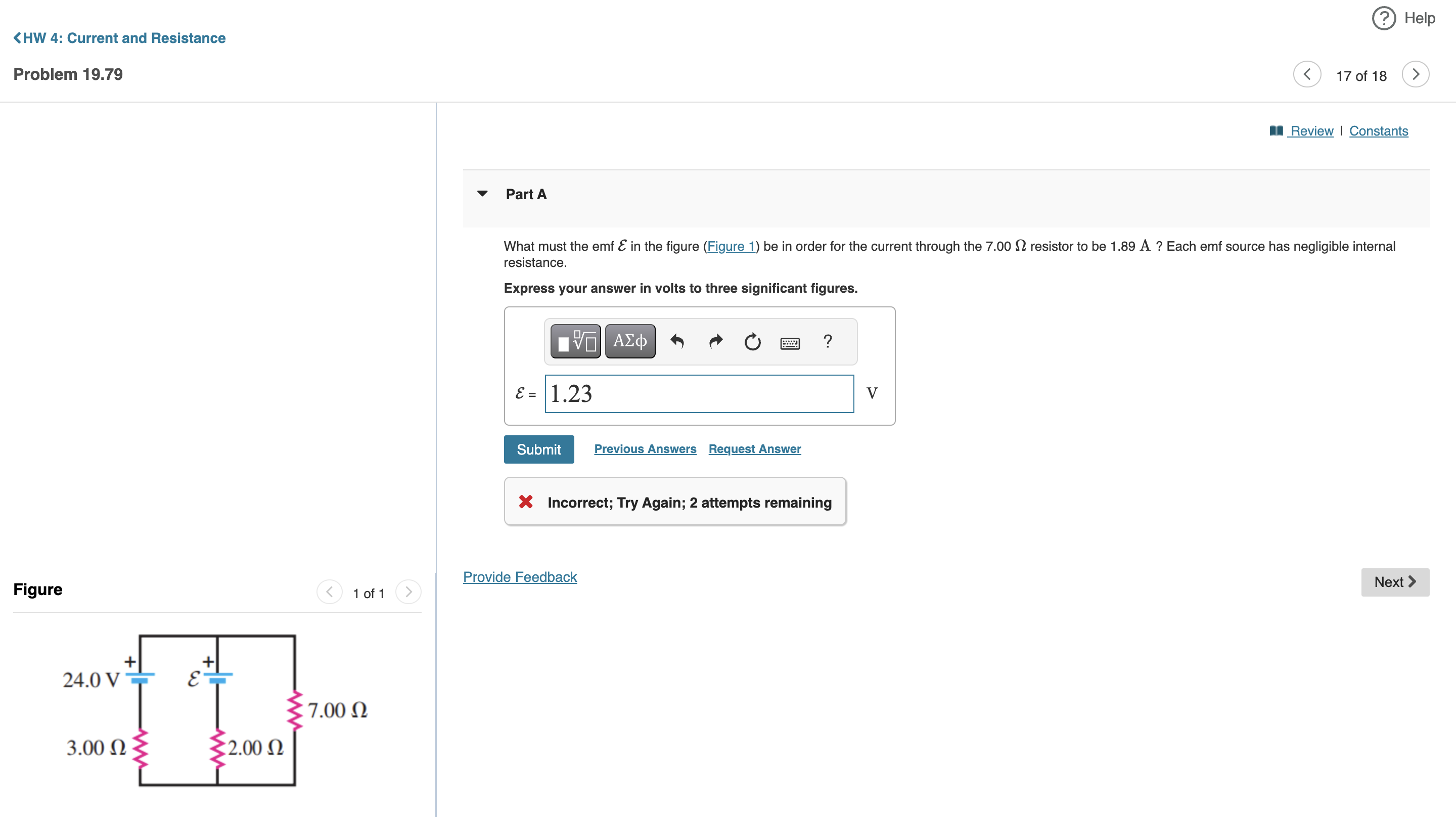 Problem 19.79Part AWhat must the emf E in the figure | Chegg.com