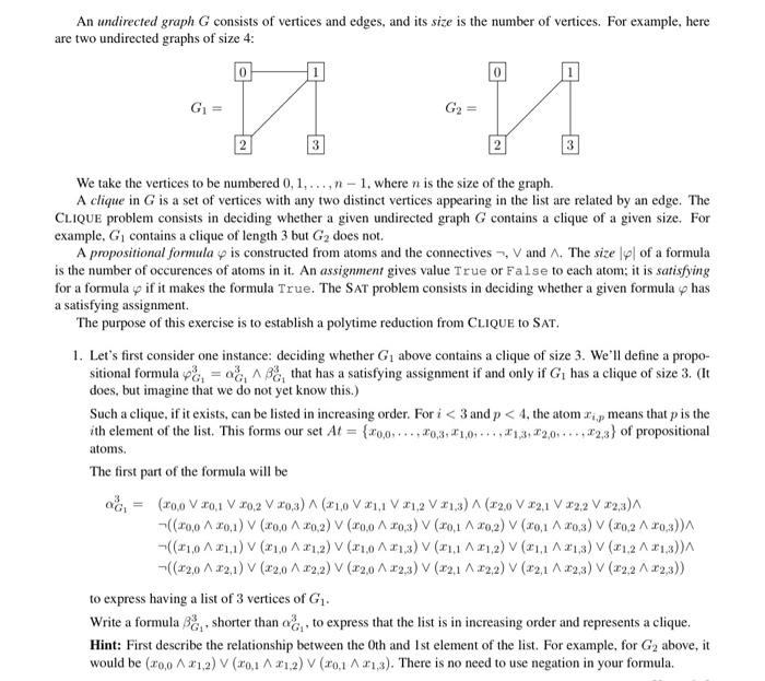 Solved An undirected graph G consists of vertices and edges, | Chegg.com