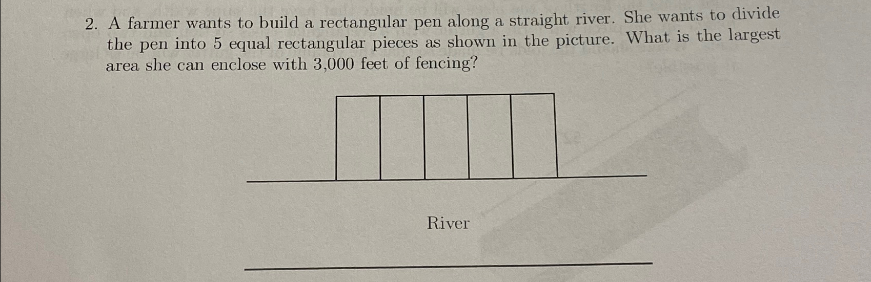 Solved A farmer wants to build a rectangular pen along a | Chegg.com