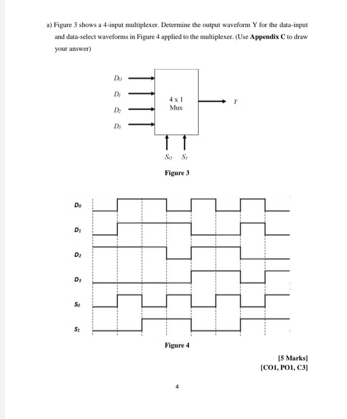 Solved A Figure 3 Shows A 4 Input Multiplexer Determine