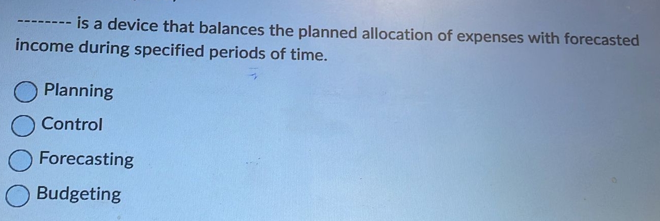 Solved is a device that balances the planned allocation of | Chegg.com