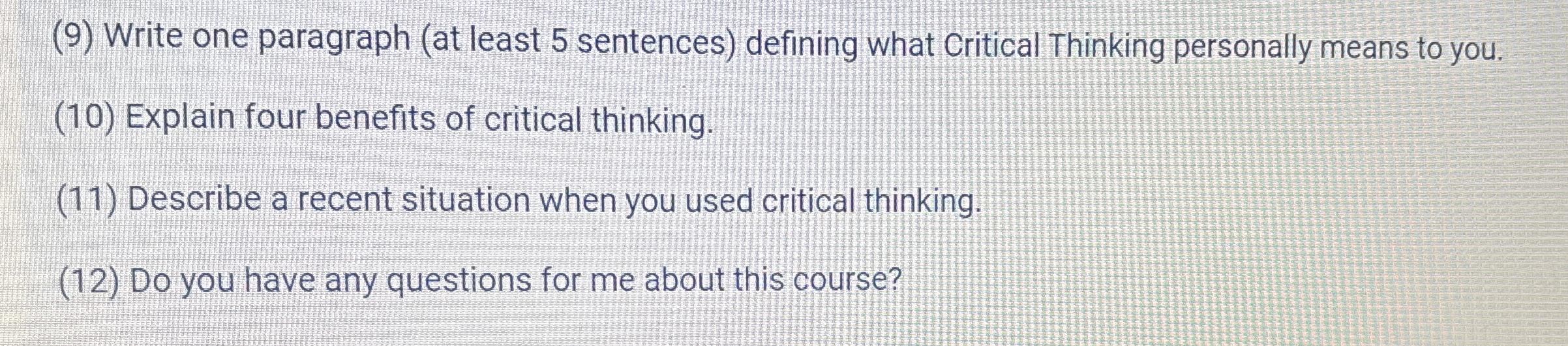 Solved Write one paragraph (at least 5 ﻿sentences) ﻿defining | Chegg.com