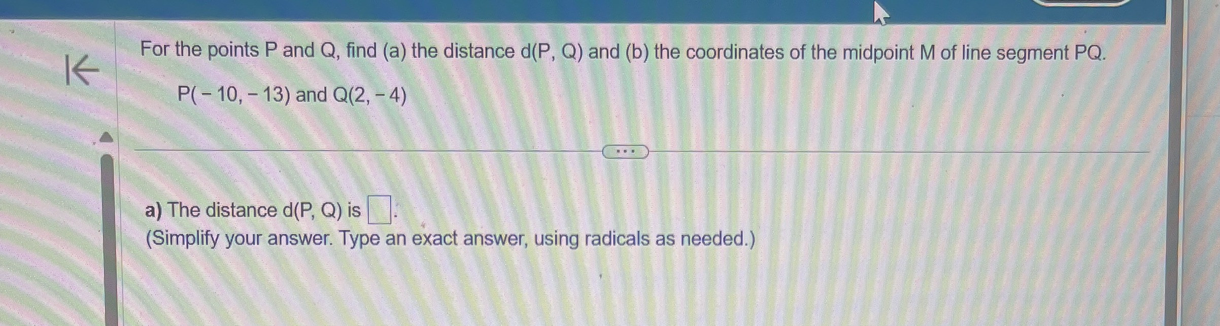 Solved For the points P ﻿and Q, ﻿find (a) ﻿the distance | Chegg.com
