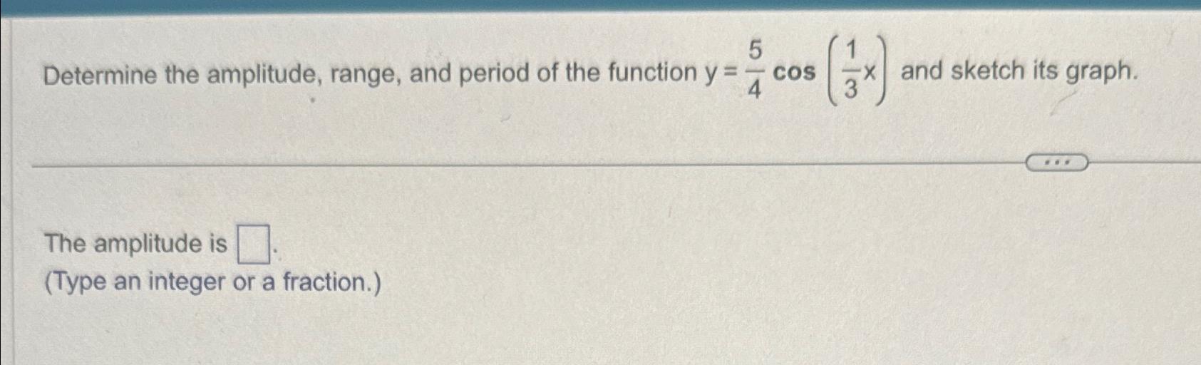 Solved Determine the amplitude, range, and period of the | Chegg.com