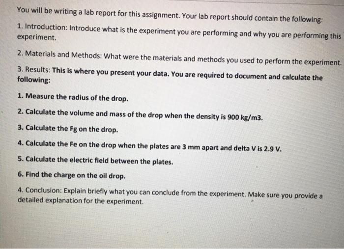Solved You will be writing a lab report for this assignment. | Chegg.com