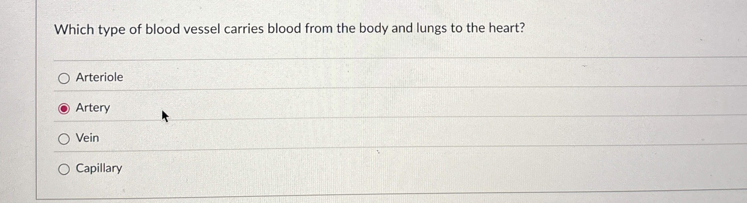 Solved Which type of blood vessel carries blood from the | Chegg.com