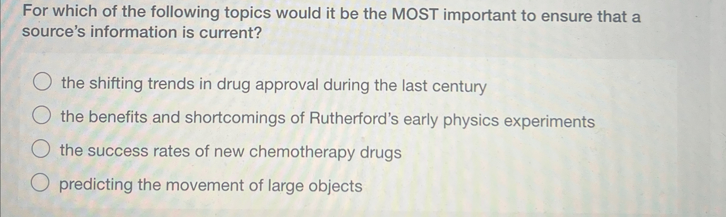 Solved For which of the following topics would it be the | Chegg.com