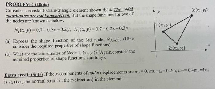 Solved PROBLEM 4 (20pts) Consider a constant-strain-triangle | Chegg.com