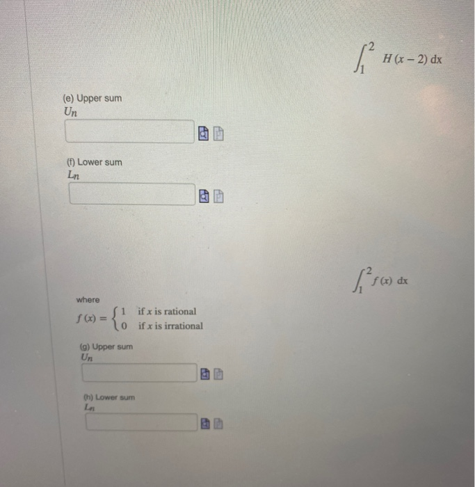 Solved Calculate the upper sums Un and lower sums Ln, on a | Chegg.com