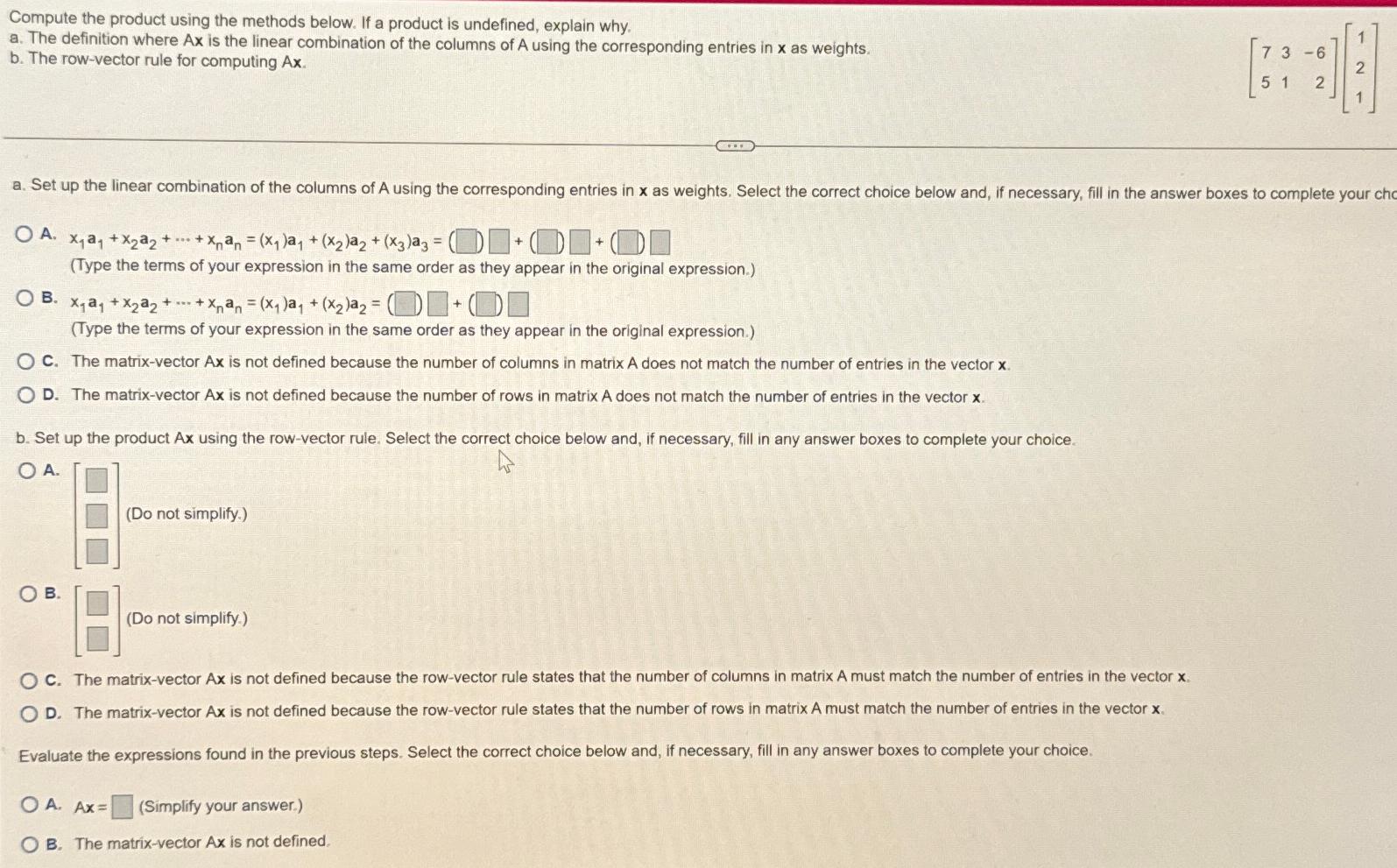 Solved Compute the product using the methods below. If a | Chegg.com