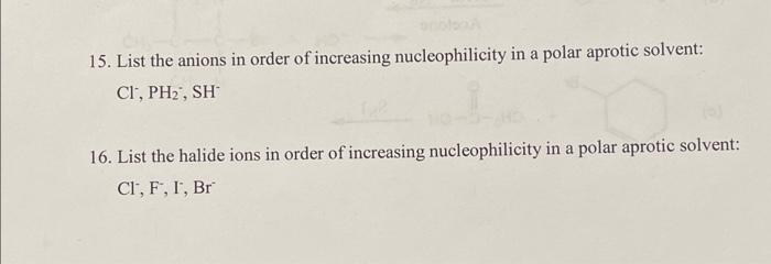 Solved 15. List the anions in order of increasing | Chegg.com