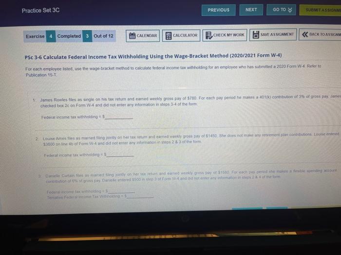 Sc 3-6 Calculate Federal Income Tax Withholding Using | Chegg.com