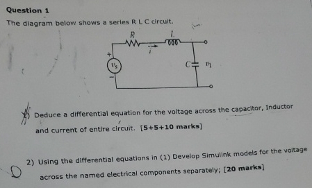 Solved Question 1The diagram below shows a series R L C | Chegg.com