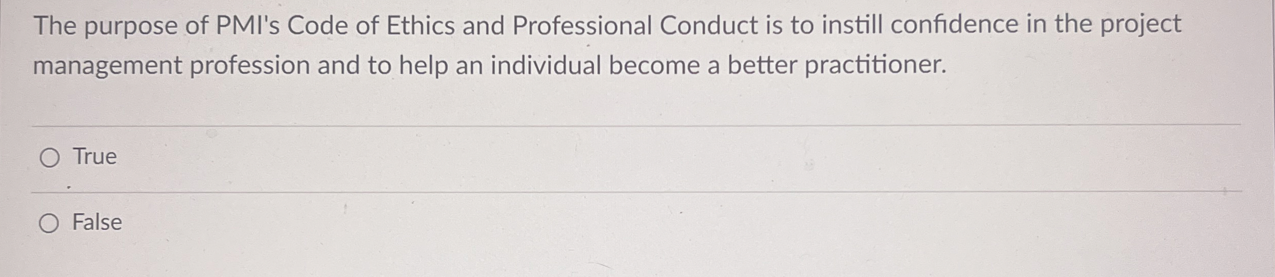 Solved The purpose of PMI's Code of Ethics and Professional | Chegg.com