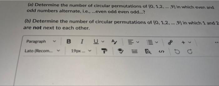 Solved (a) Determine the number of circular permutations of | Chegg.com