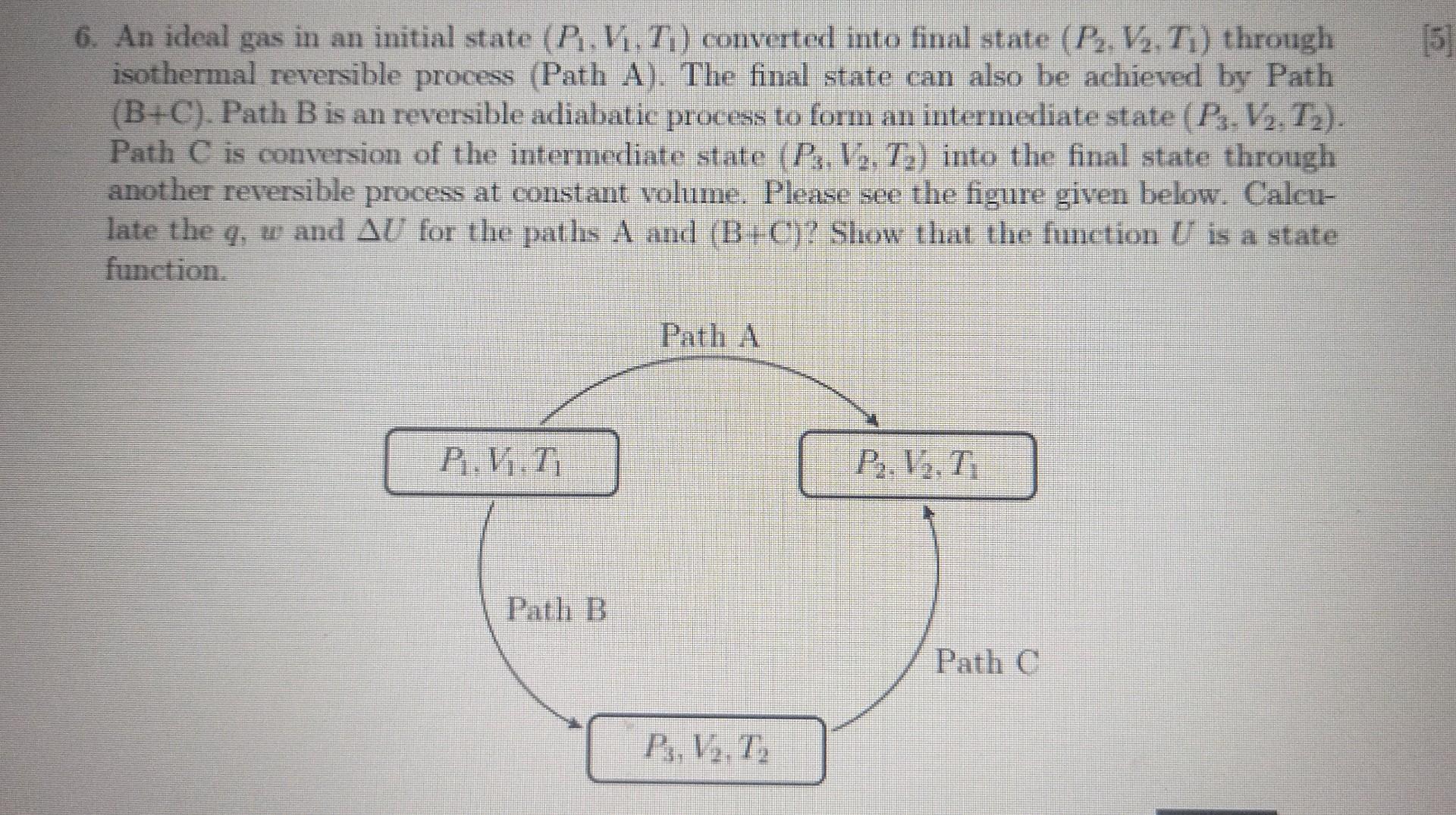 Solved 6. An ideal gas in an initial state (P1,V1,T1) | Chegg.com
