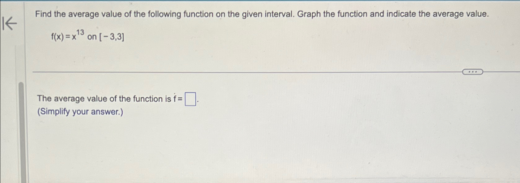 Solved Find the average value of the following function on | Chegg.com