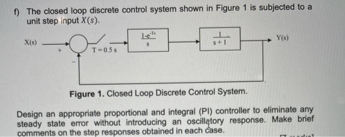 f) The closed loop discrete control system shown in | Chegg.com