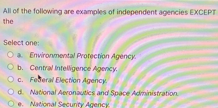 Independent Agency Example