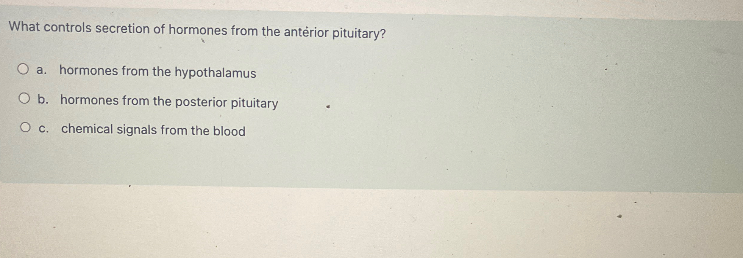 Solved What controls secretion of hormones from the antérior | Chegg.com
