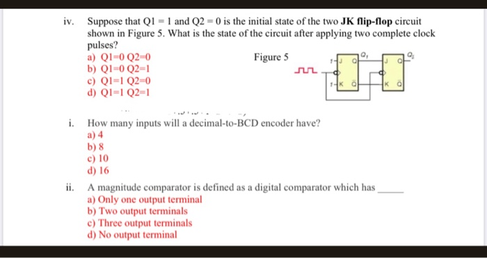 Solved iv. Suppose that Q1 = 1 and Q2 = 0 is the initial | Chegg.com