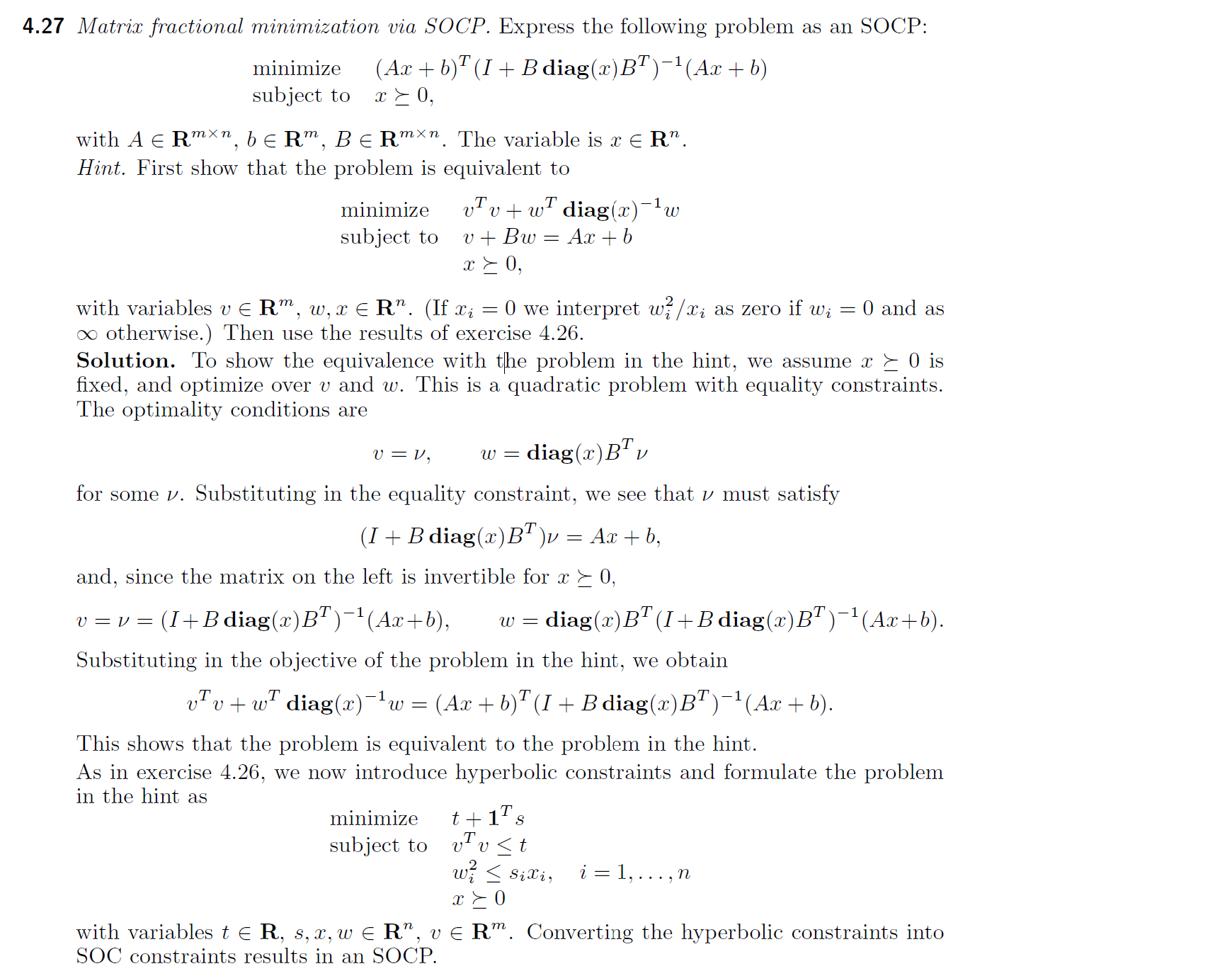Solved 4 27 ﻿matrix Fractional Minimization Via Socp