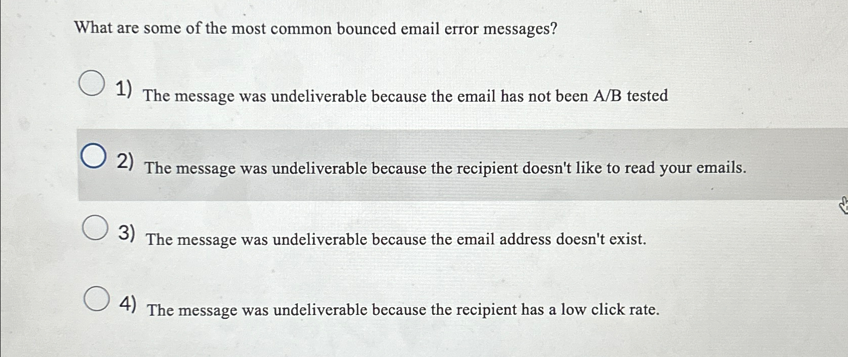 Solved What are some of the most common bounced email error | Chegg.com