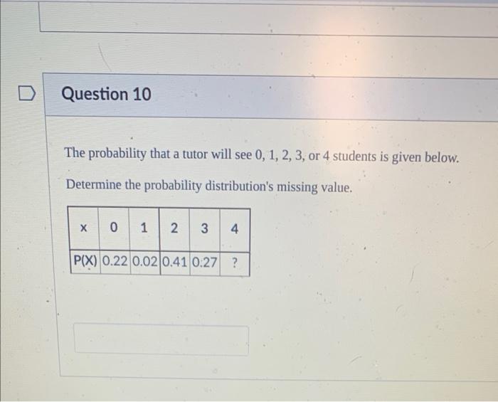 Solved The probability that a tutor will see 0,1,2,3, or 4 | Chegg.com