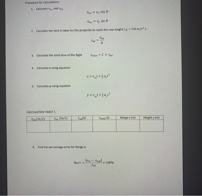 Laboratory simulation: Projectile Motion Go to link: | Chegg.com
