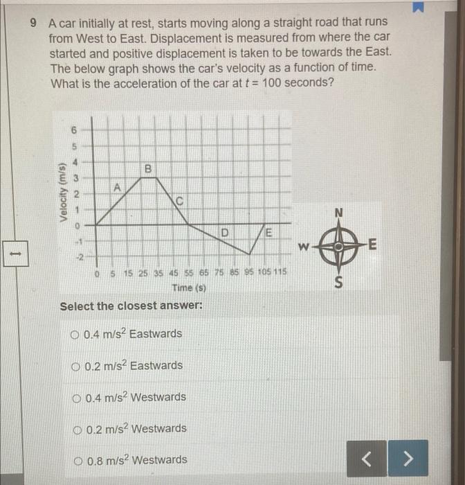 Solved 9 A car initially at rest, starts moving along a | Chegg.com