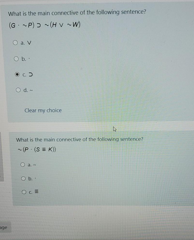 Solved What is the main connective of the following | Chegg.com