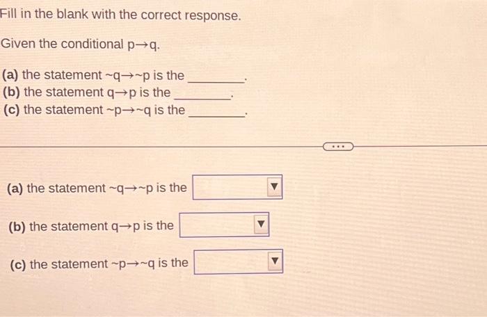 Solved Fill in the blank with the correct response. Given | Chegg.com