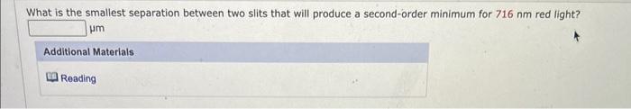 Solved What is the smallest separation between two slits | Chegg.com