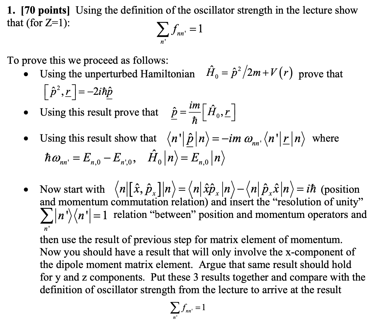 Solved [70 ﻿points] ﻿Using the definition of the oscillator | Chegg.com