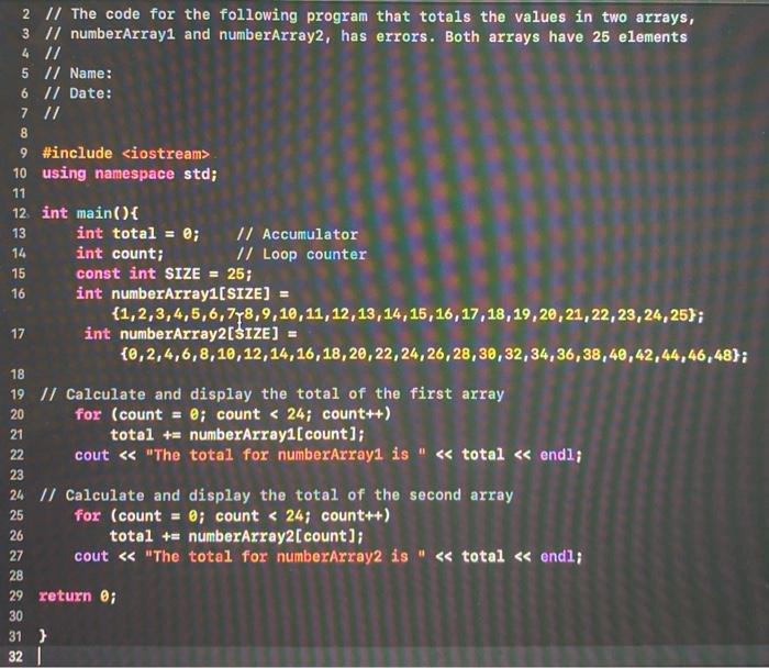 Solved C++ please. output should be -The total for | Chegg.com