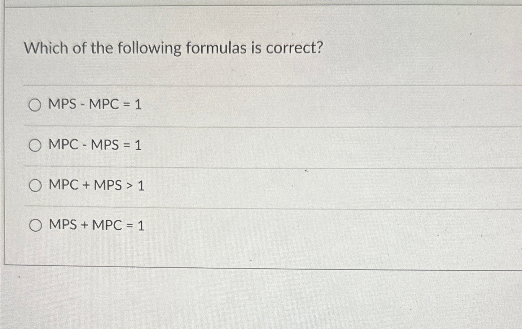 Solved Which of the following formulas is correct?MPS | Chegg.com
